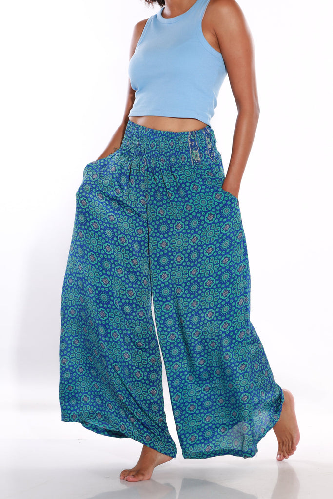 Happy Pants wide leg palazzo pants - Azure – Wonderfit Australia